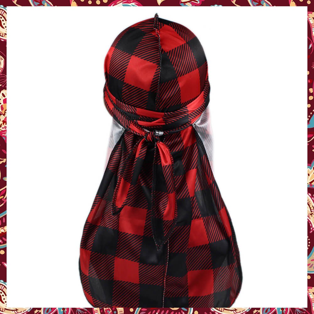 Red Tartan Silk Durag